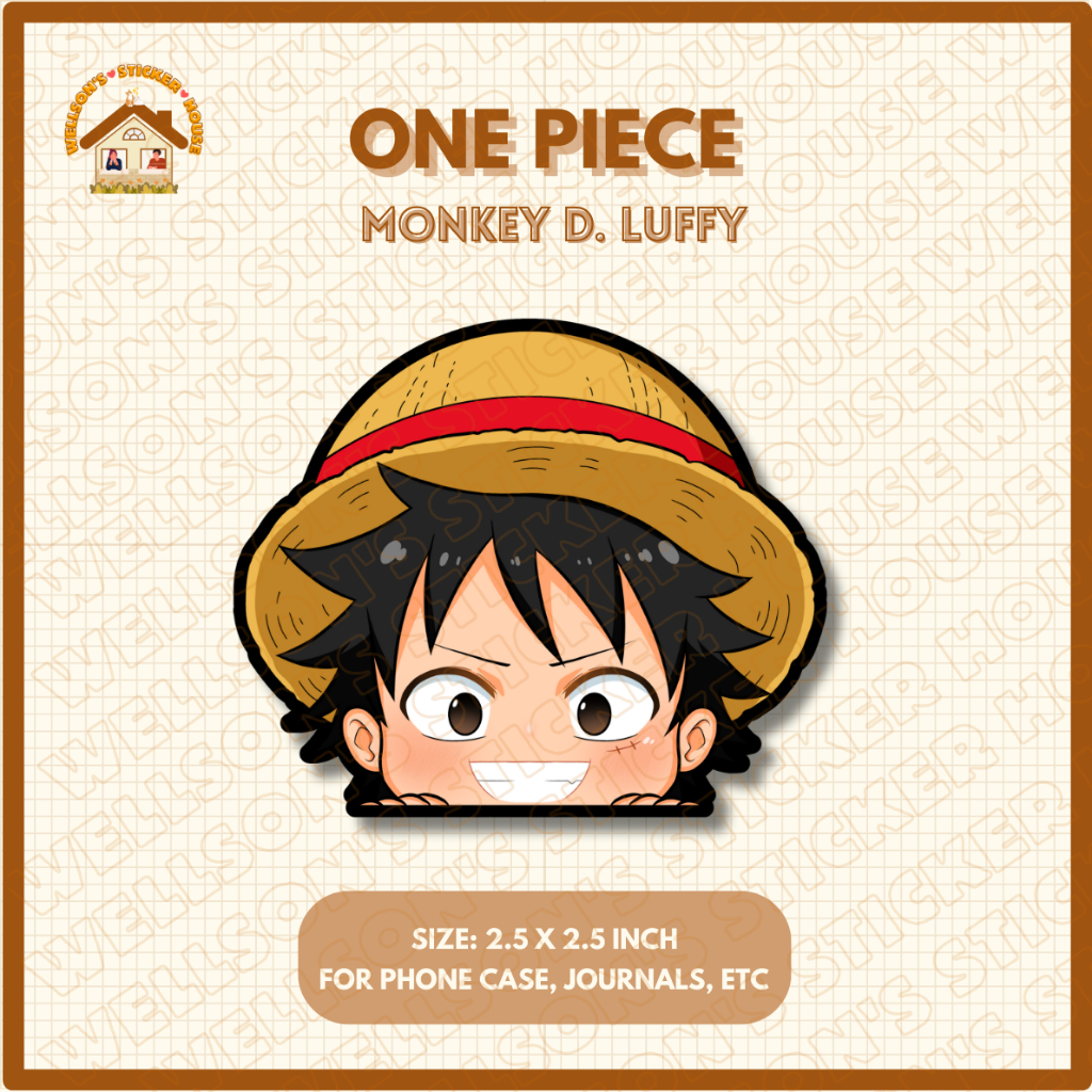 Anime One Piece Monkey D. Luffy Vinyl Waterproof Matte Peeker Sticker ...