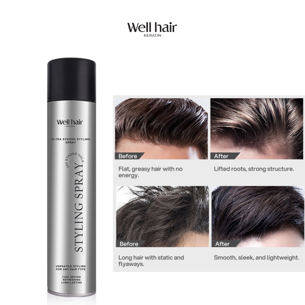 Bremod WELL HAIR Ultra Spraynet Strong Hold Salon Daily Use Styling ...