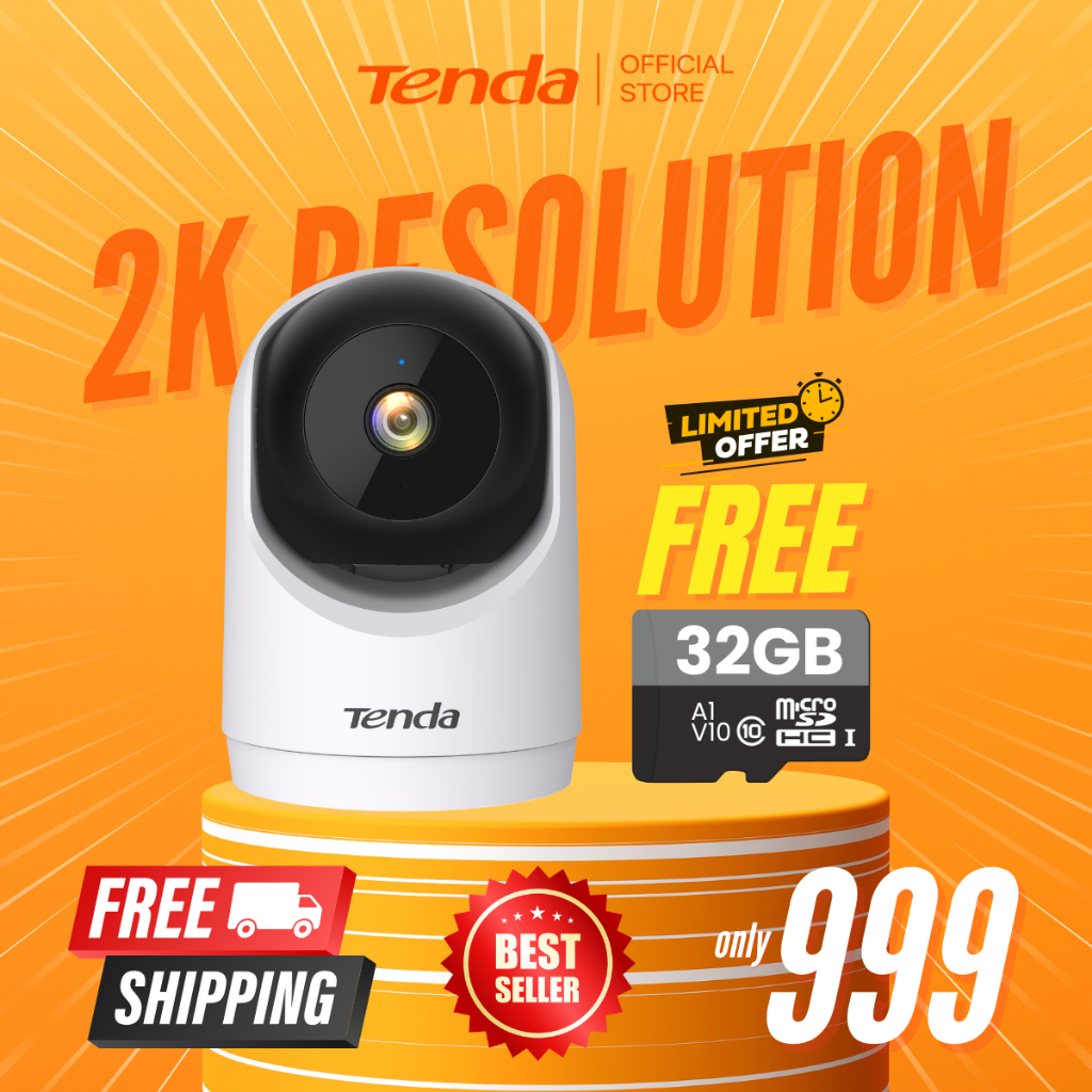 Tenda CP3 v3 2K Wifi 6 Pan Tilt AI Indoor Security Camera for Home ...