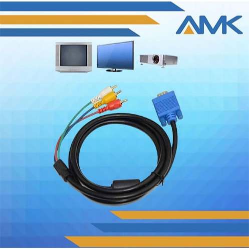 VGA RGB 15 pin To 3 RCA 1.8M Component Adapter Cable Monitor PC ...