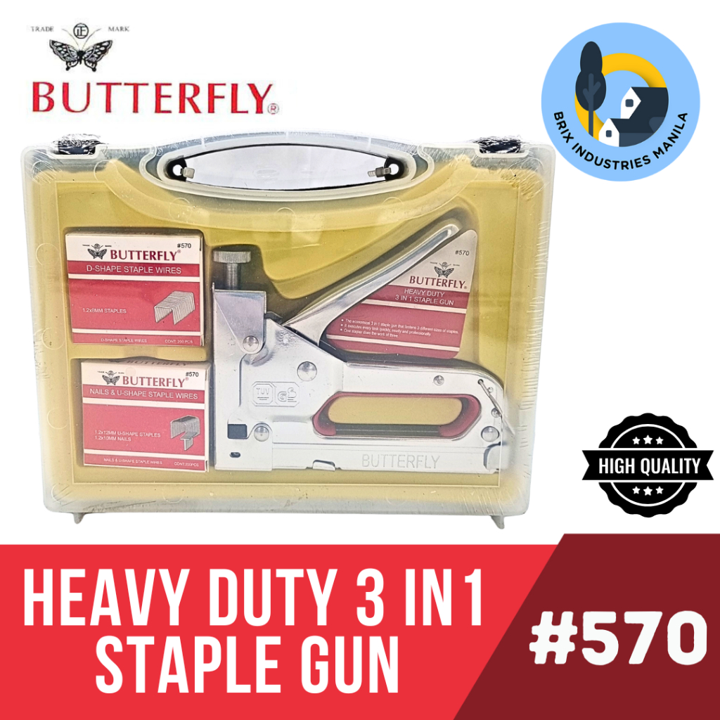 Butterfly Tools Heavy Duty 3 in 1 Staple Gun Tacker with 600 pieces ...
