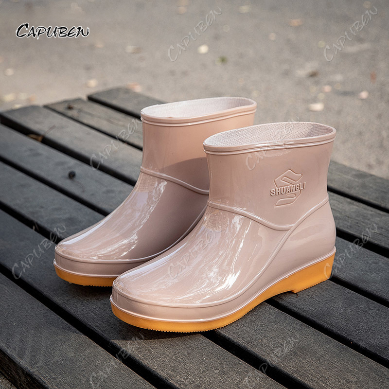 CAPUBEW Rain Shoes for Women Models Outside Non-Slip Waterproof Mid ...