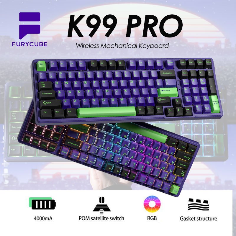 FURYCUBE K99 PRO Mechanical Keyboard Gaming Wireless Gasket Structure ...