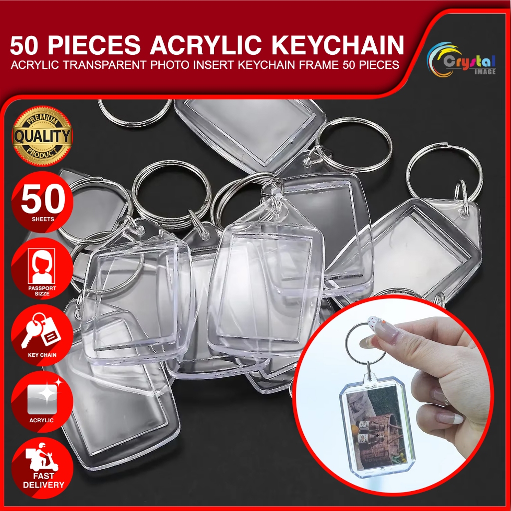 50PCS Acrylic Keychain Transparent Photo Frame Keychain Photo Insert ...