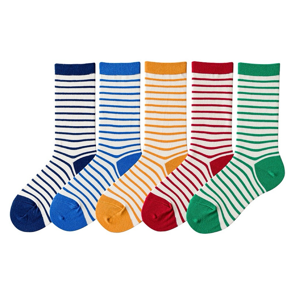 Iconic Socks Full Stripes Color Preppy Varsity Dance Unisex Mid Cut ...