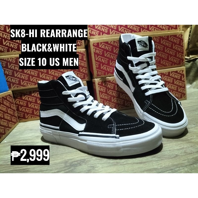SK8-HI REARRANGE BLACK AND WHITE | Shopee Philippines