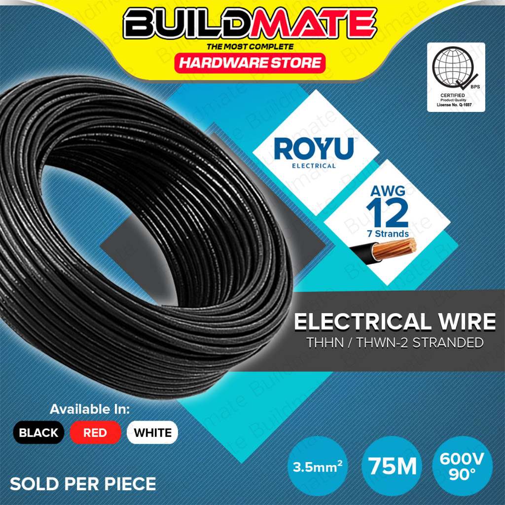 BUILDMATE Royu #12 AWG 75M THHN / THWN-2 Stranded Wire Gauge 3.5mm² ...