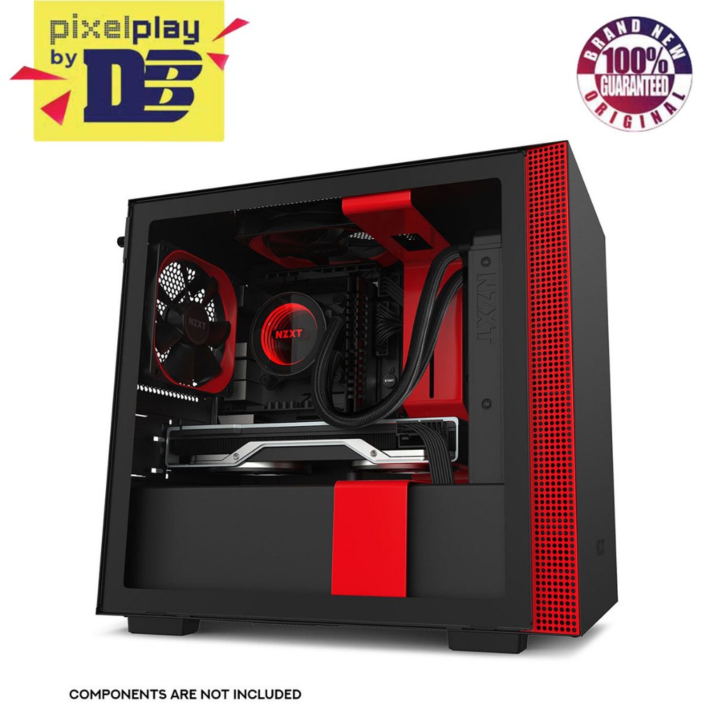 NZXT H210 Mini-ITX Case with Tempered Glass (Matte Black/Red) (CA-H210B ...