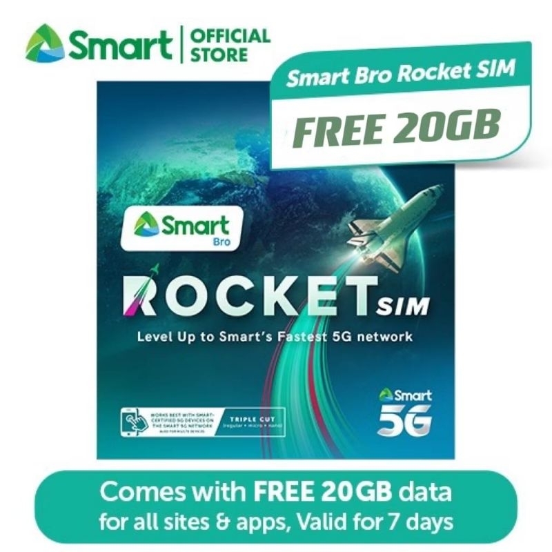 Smart Bro Rocket Sim Free 20GB For 7 Days | Shopee Philippines