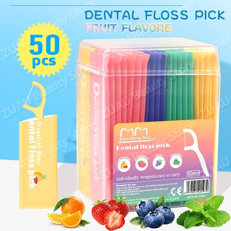50pcs Dental Flossers Mint Fruit-flavored dental floss dental strips ...
