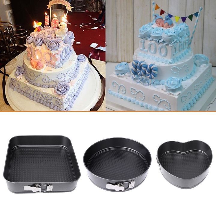 Baker 3in1 Squar,Heart,Round shape & 3in1 Round Shape Only, cake mold 3 ...