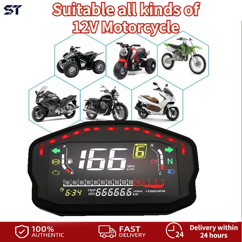 DUCATI Motorcycle Digital Dash Panel Universal LCD Speedometer Odometer ...