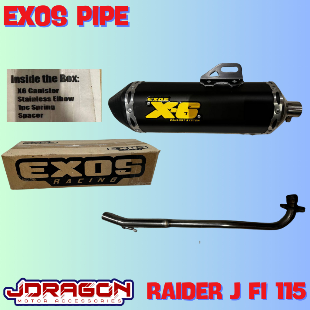EXOS PIPE X6 (YELLOW LOGO) (RAIDER J FI 115) | Shopee Philippines