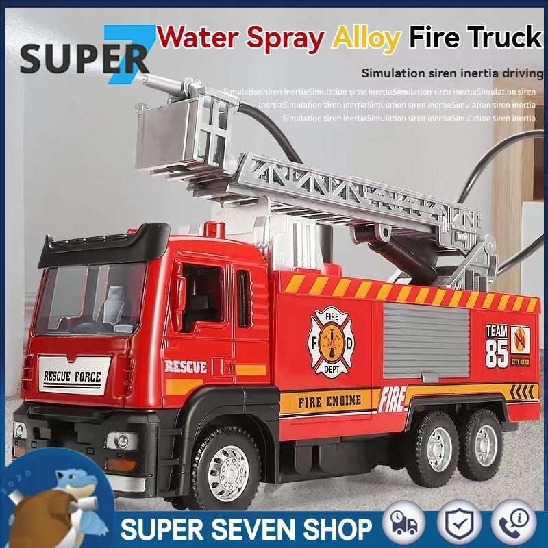 Rescue Fire Engine Toy Truck Alloy Fire Truck With Water Pump Sound And ...