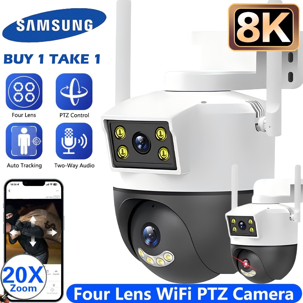 SAMSUNG CCTV Camera WiFi Wireless HD Dual Lens Outdoor Waterproof Night ...