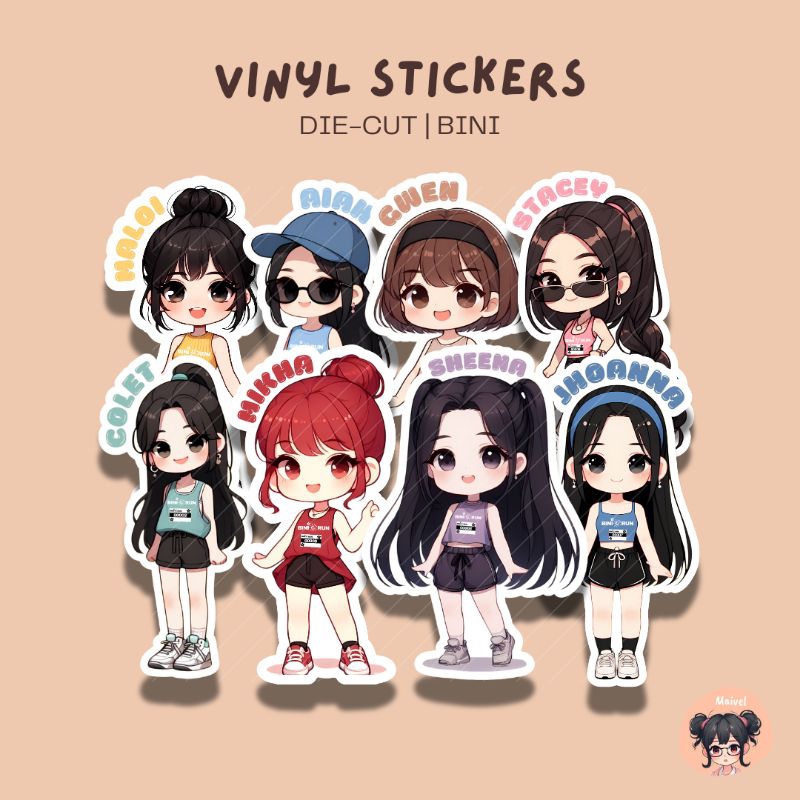 Bini Vinyl Stickers Die-Cut and Waterproof Chibi Stickers | Shopee ...