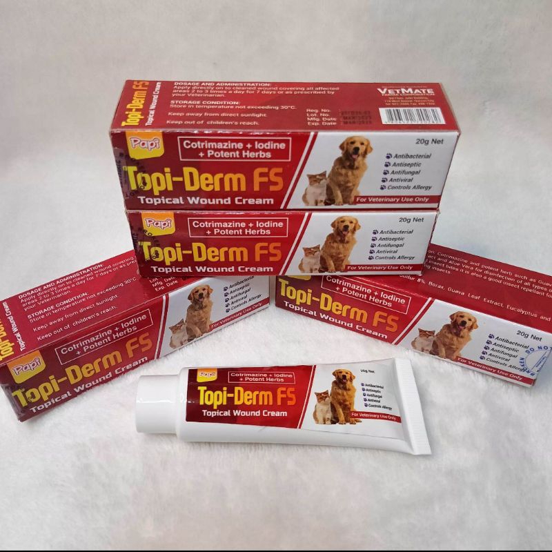 Papi Topi-Derm FS Topical Herbal Wound Cream for Pets 20g/piece ...