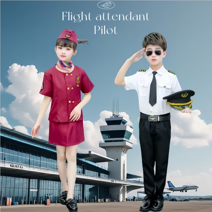 Flight Attendant Career Costume For Kids Girl Pilot Costume For Kids ...