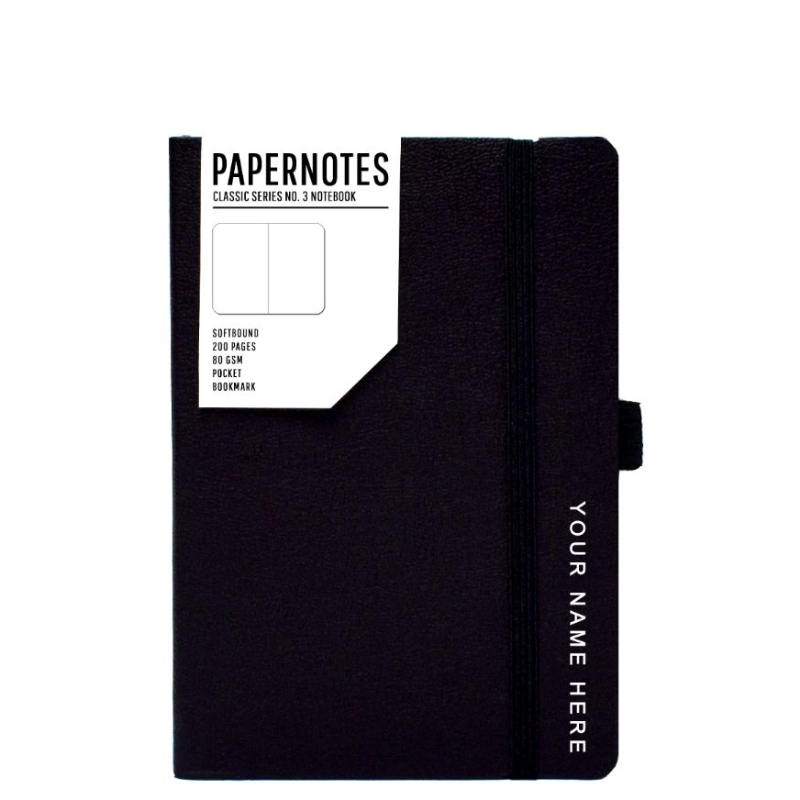 Papernotes Black Mini Notebook (A6 or B6) with Personalized Option ...
