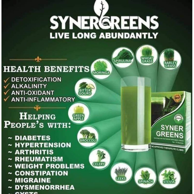 SYNERGREENS SACHETS 3GRAMS PER SACHET 30 Sachets per Box | Shopee ...