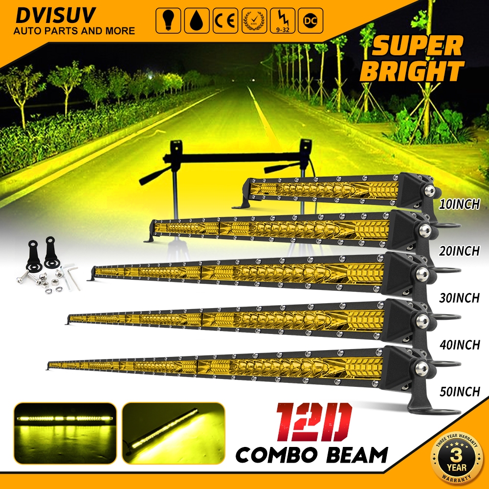 Slim Fog Light Yellow 10-50" Led Light Bar Car Lights for Offroad Work ...
