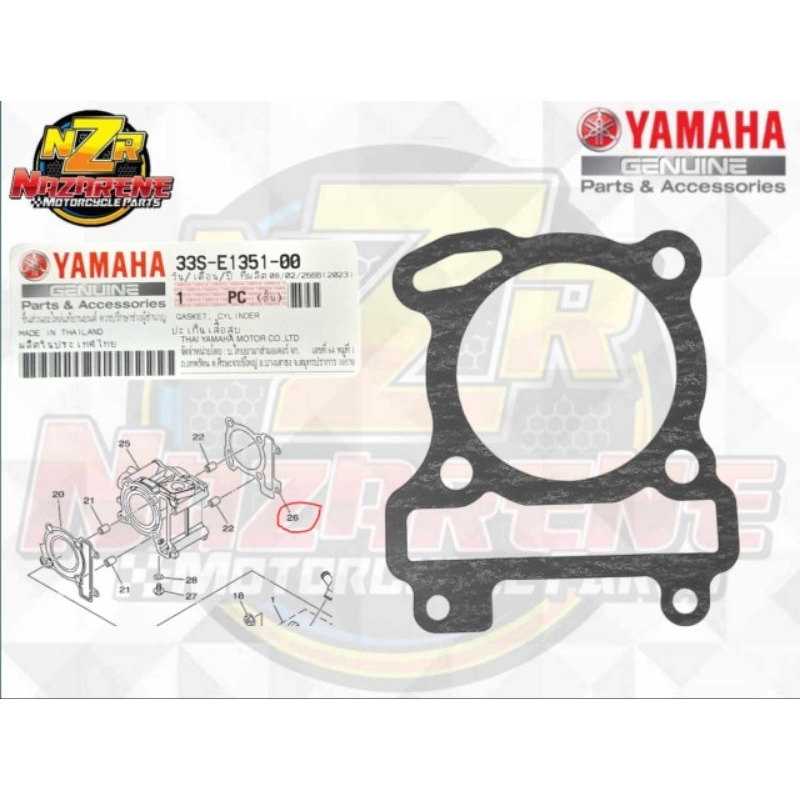 BASE GASKET CYLINDER MIO MX 125 FI / MIO MX 125 CARB TYPE ( 33S-E1351 ...