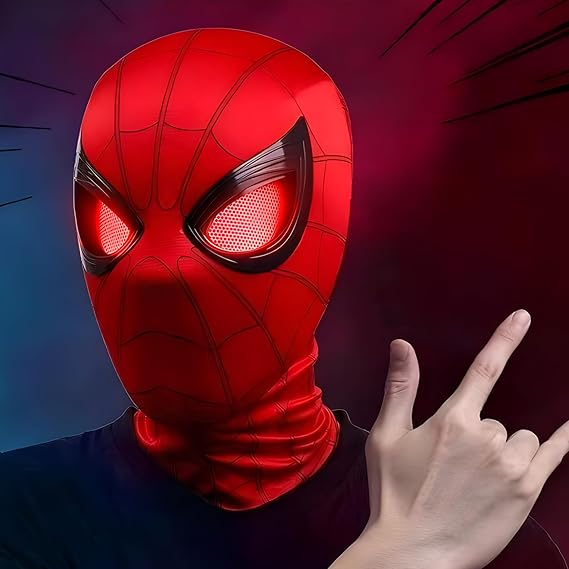Spider-Man Headgear Eye Movable Manual Electric Blink Mask Spider-Man ...