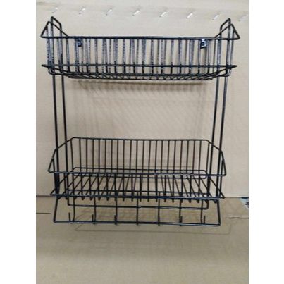 Double-Layer Kitchen Shelf Rack Organizer with Hook Double-Deck Counter ...