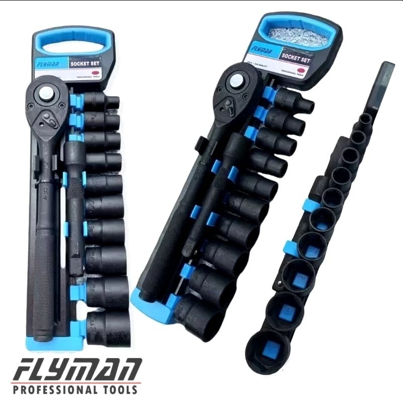 FLYMAN USA 12pcs SOCKET SET 1/2 Drive 6 Point Heavy Duty Tool Set ...