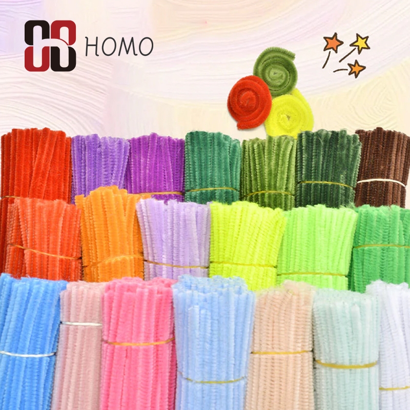 【100pcs】 Colorful Dense Fuzzy Wire Pipe Cleaner Craft Flower Chenille ...