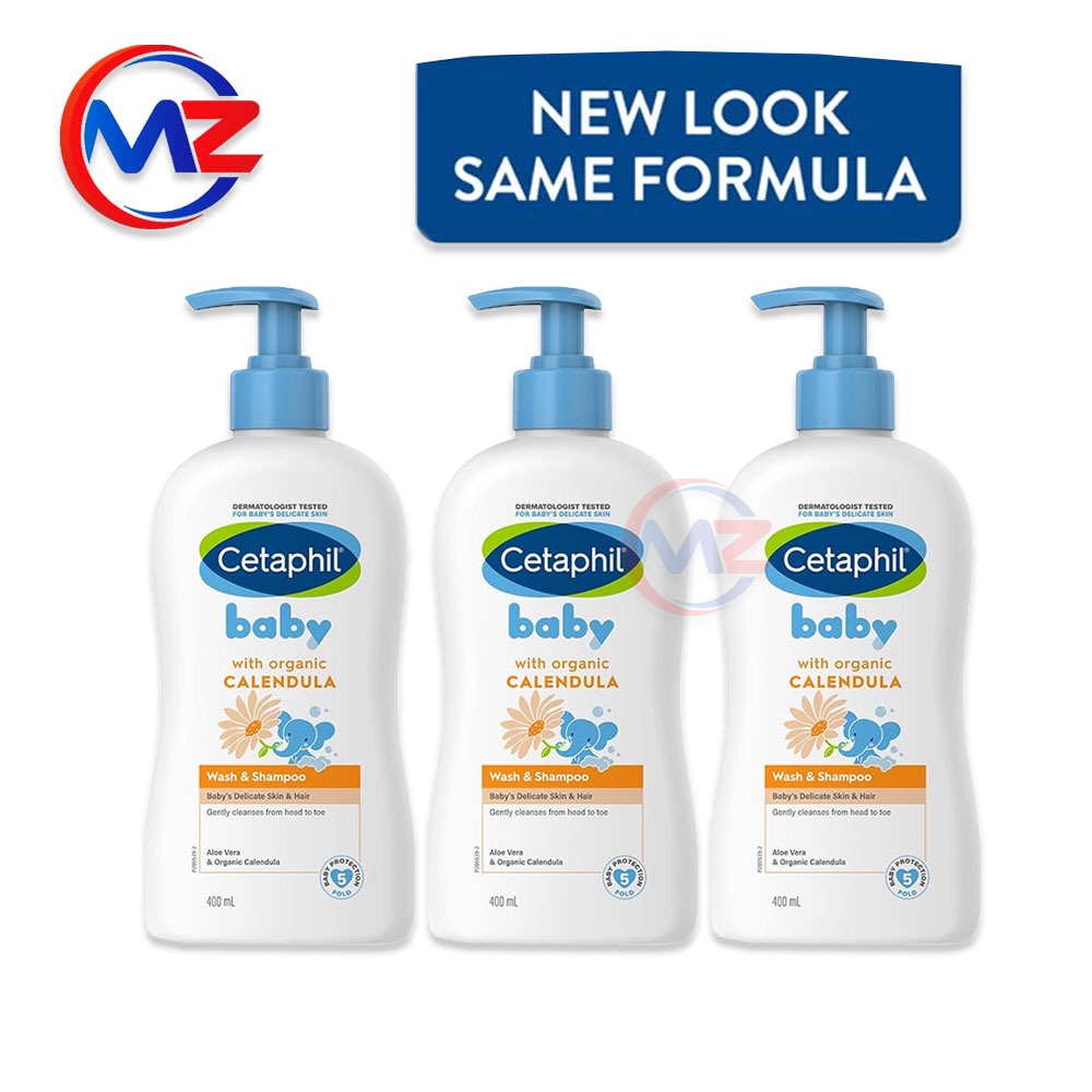 ( SET OF 3 ) NEW CETAPHIL With Organic Calendula Wash and Shampoo 400ml ...