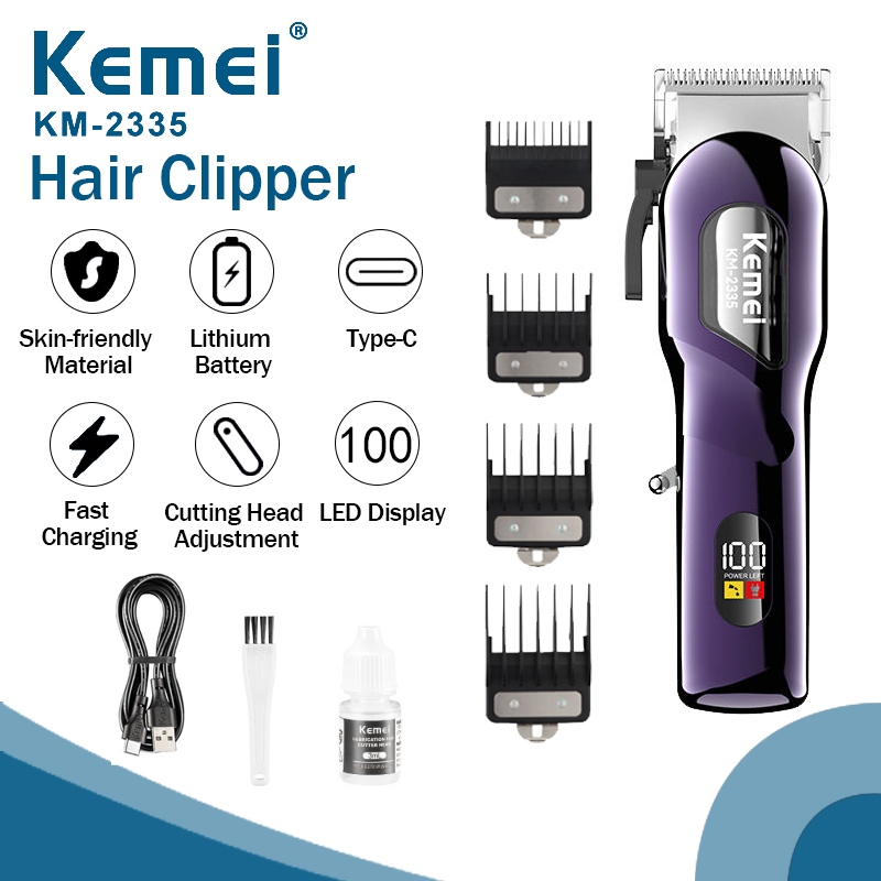 Kemei Powerful Electric Cordless Hair Trimmer Professional Barber Hair Clipper for Men KM-2335 ...