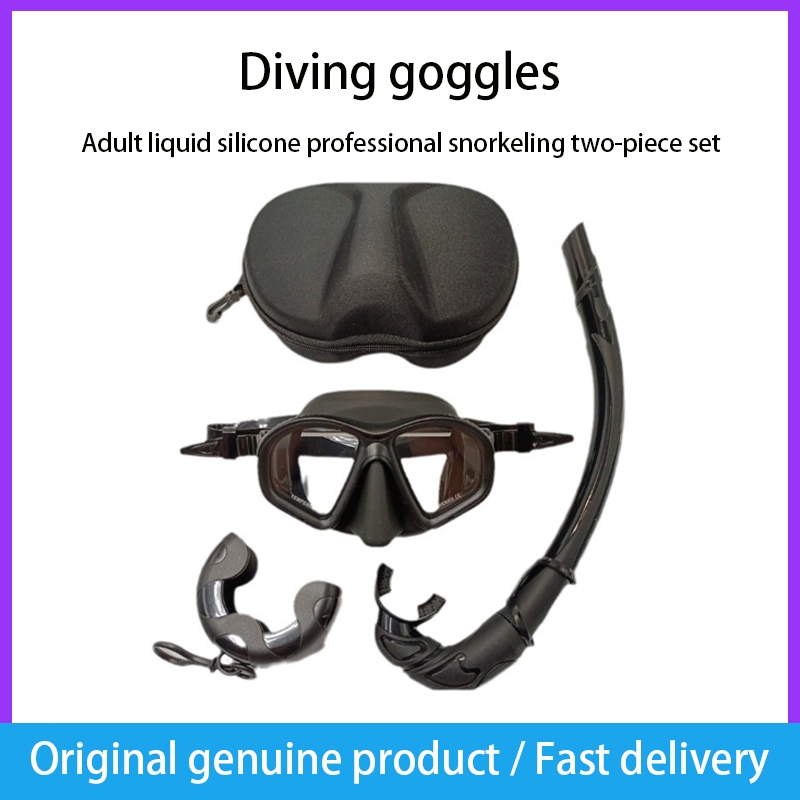 Diving goggles tempered glass free snorkeling set foldable snorkel J ...