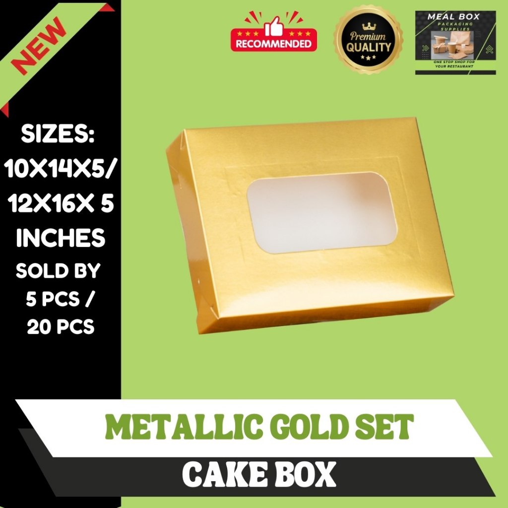 Cake Box/Cupcake Box - Metallic Gold 10x14x5 by 5's and 20's | Shopee ...