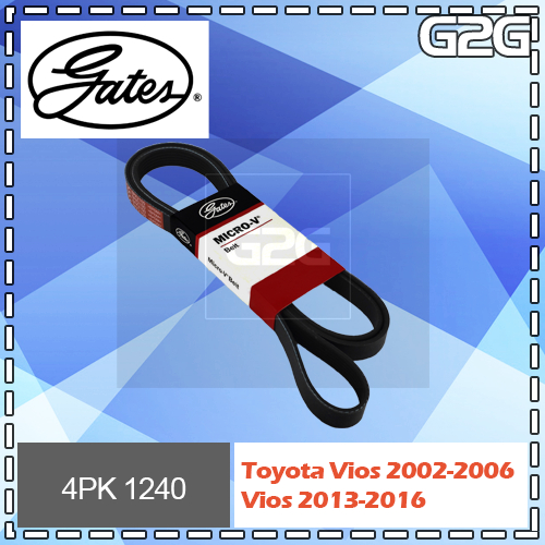 Fan Belt 4PK 1240 Gates Toyota Vios 2002-2006 & Vios 2013-2016 | Shopee ...