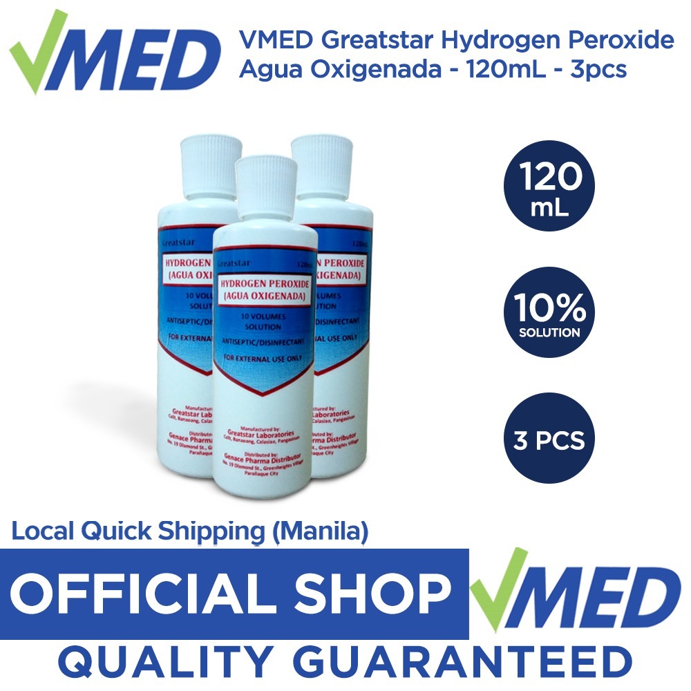 VMED Greatstar Hydrogen Peroxide Agua Oxinada 120mL -3pcs | Shopee ...