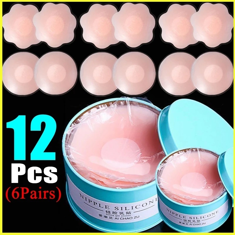 12Pcs/Box Women Invisible Silicone Adhesive Nipple Stickers/Reusable ...