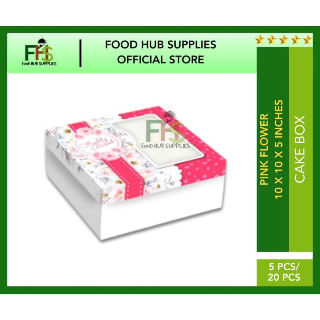 Cake Box - Pink Flower 10x10x5 by 5's and 20's | Shopee Philippines