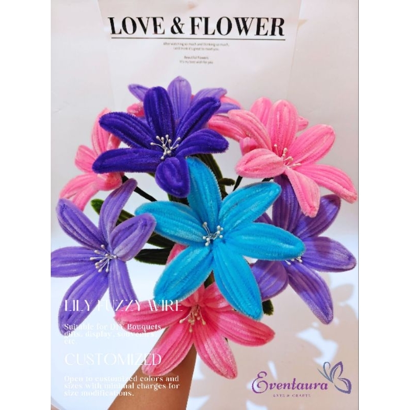 1pc Handcrafted Lily Fuzzy Wire Pipe Cleaner Artificial Flower for DIY ...