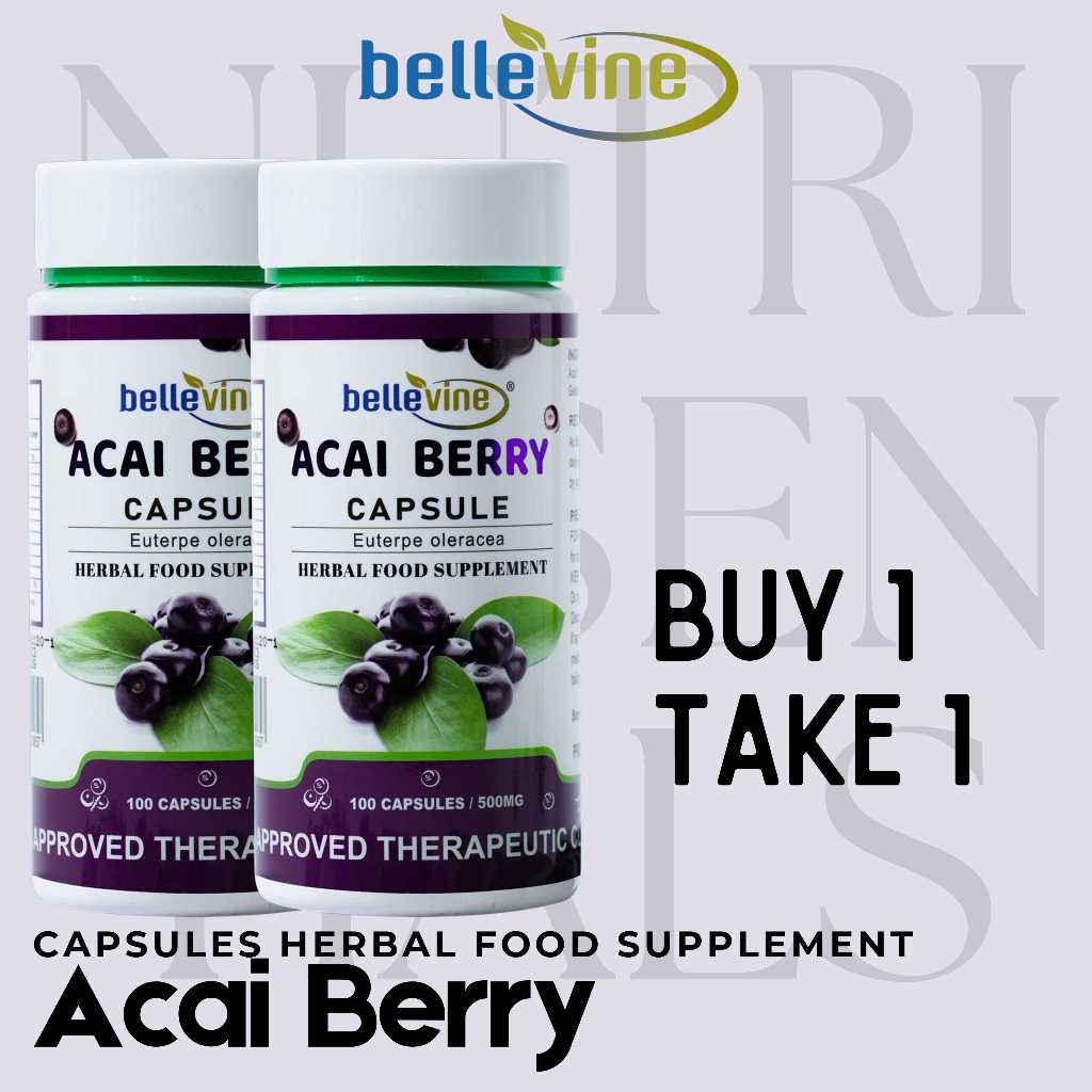 Acai Berry Herbal Foods Supplement 100 Capsules Bellevine | Shopee ...