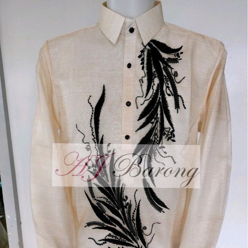 BARONG TAGALOG FOR MEN FEATHER BLACK EMBROIDERY | Shopee Philippines