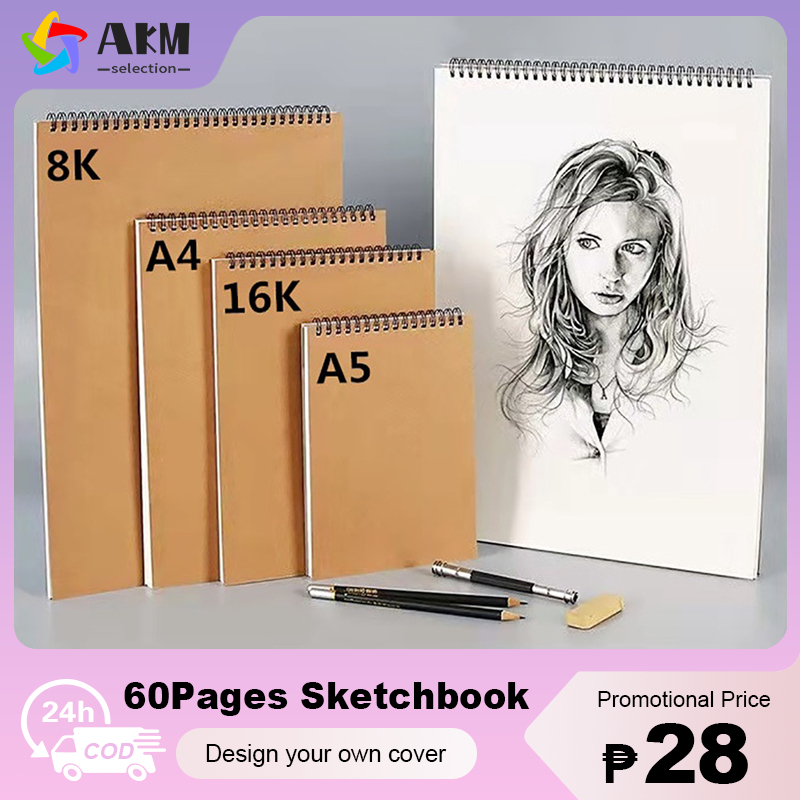8K/16K/A4/A5/A6 Sketchbook 160g Thick Sketch Pad Kraft Blank For ...