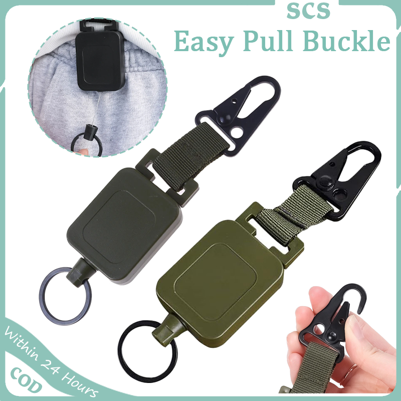 Anti-theft Easy Pull Buckle Steel Wire Resilience Elastic Keychain,for ...