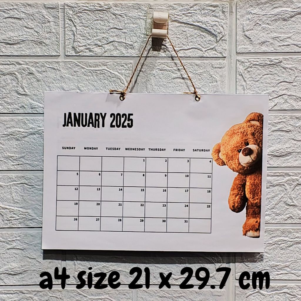 2025 date reminder calendar, minimalist monthly planner, teddy bear ...