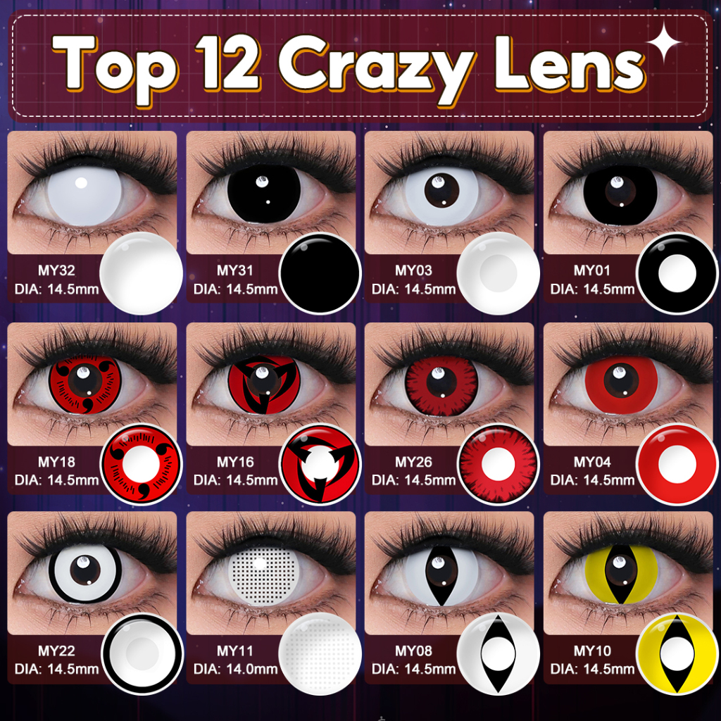 Magister Anime Cosplay Contact Lens Halloween Scary Contact Lens White ...