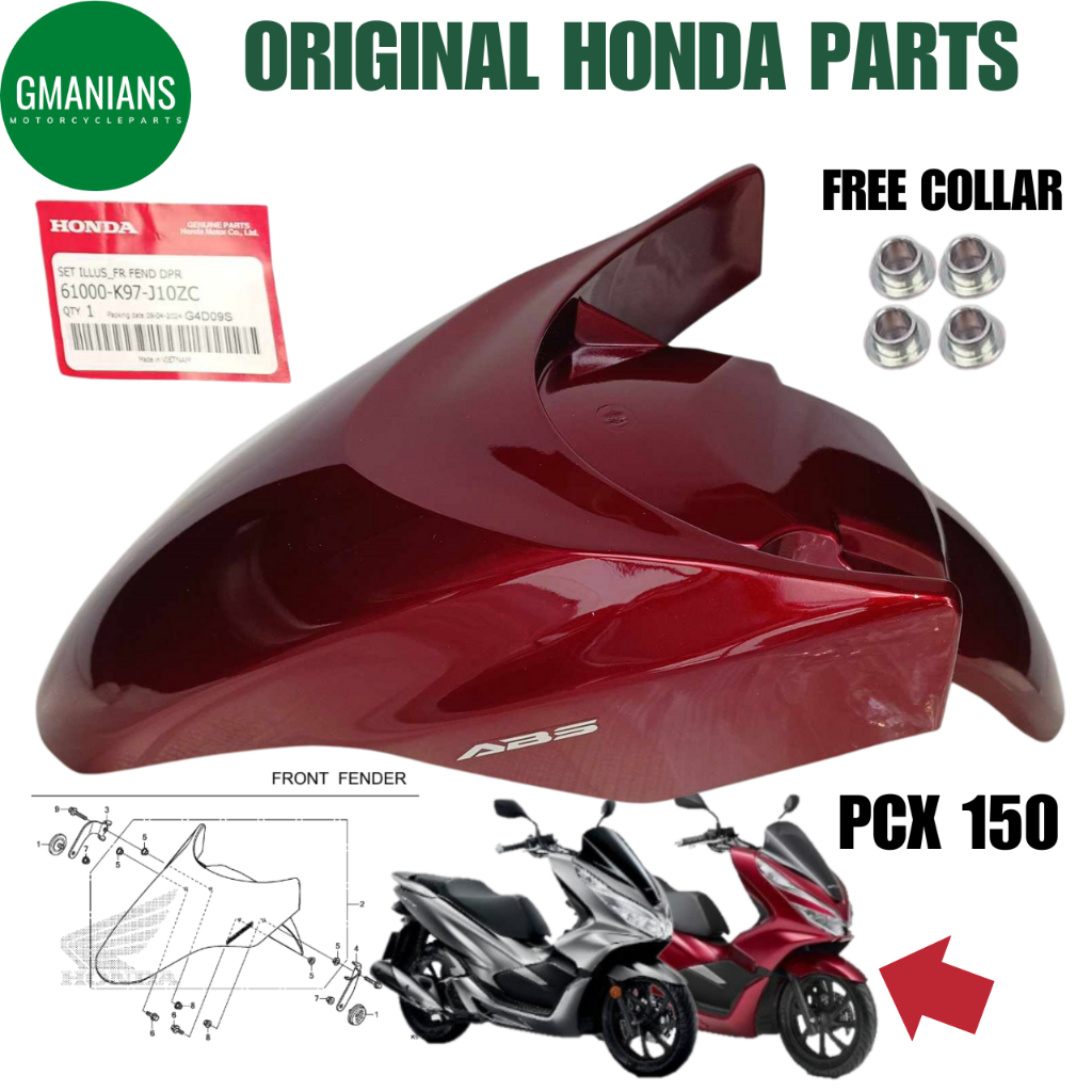 GENUINE HONDA Front Fender PCX 150 with collar (Candy luster Red) 61000 ...