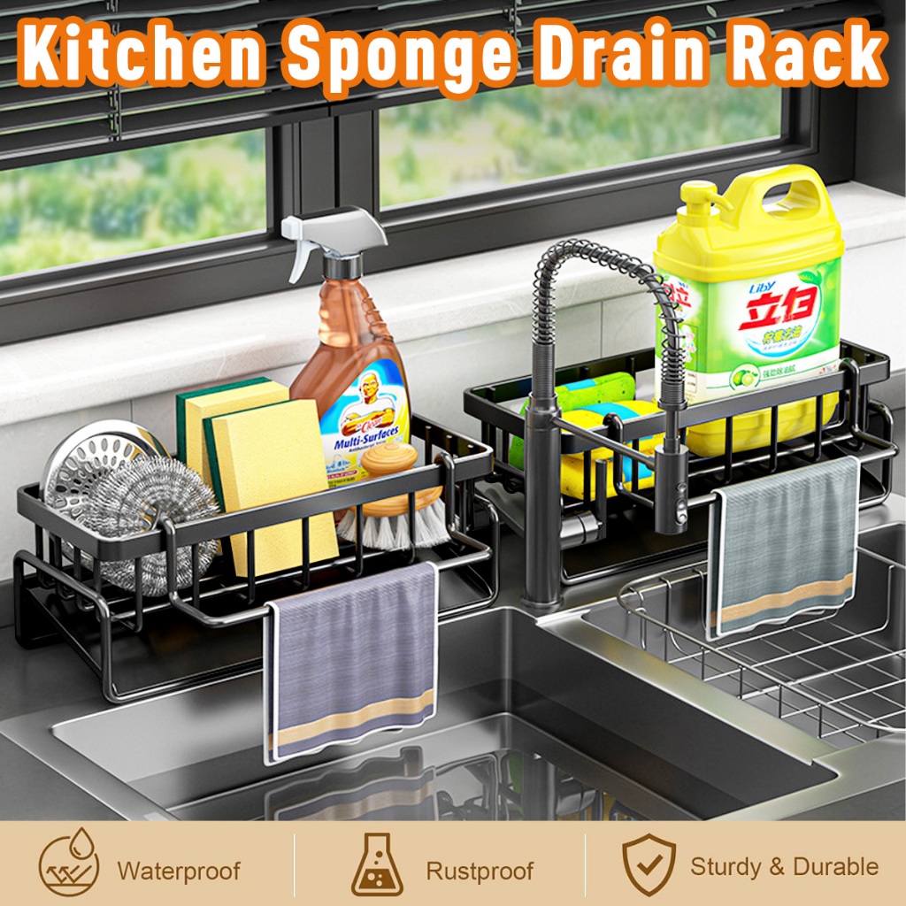 Stainless Steel Sink Drainer Rack, Hanging Storage Sink Rack with ...
