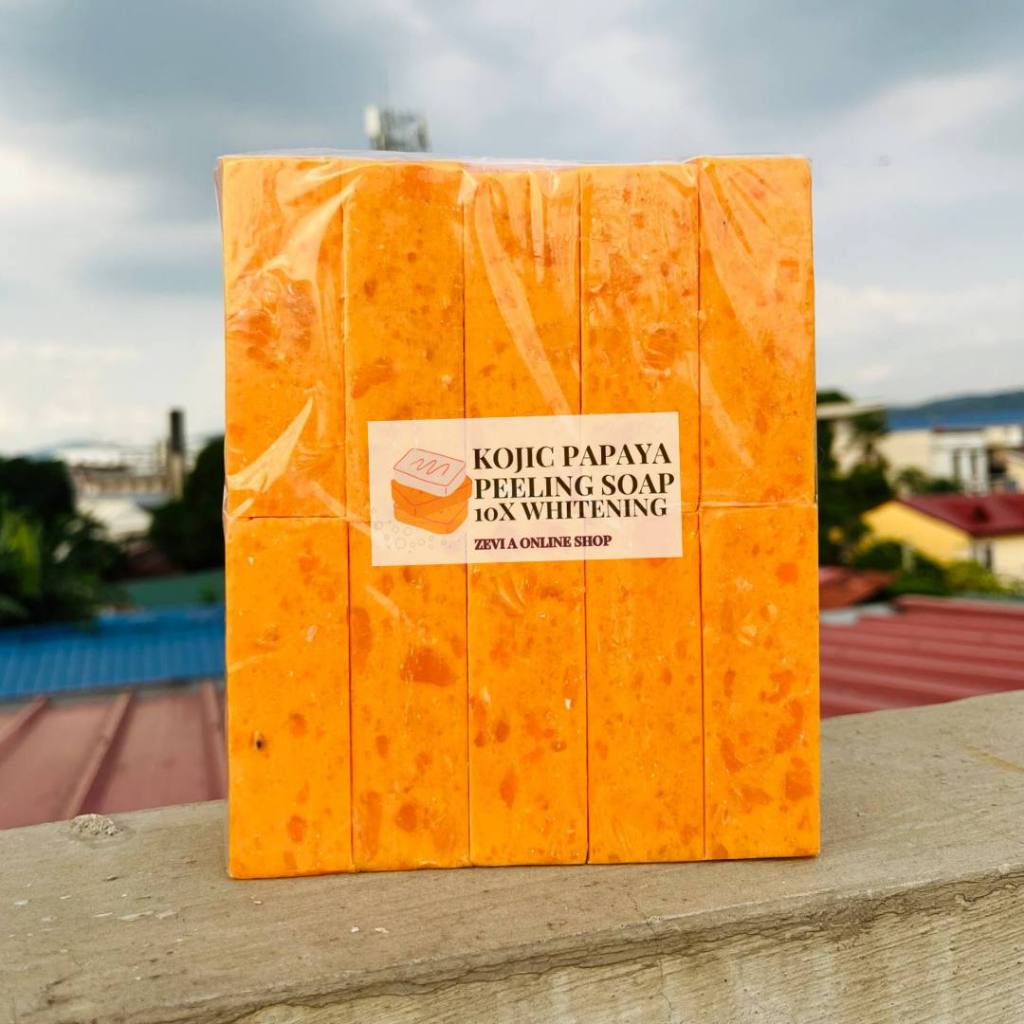 Kojic Papaya Peeling Soap - 1KG (10PCS Rebar) 10X Whitening for Body ...