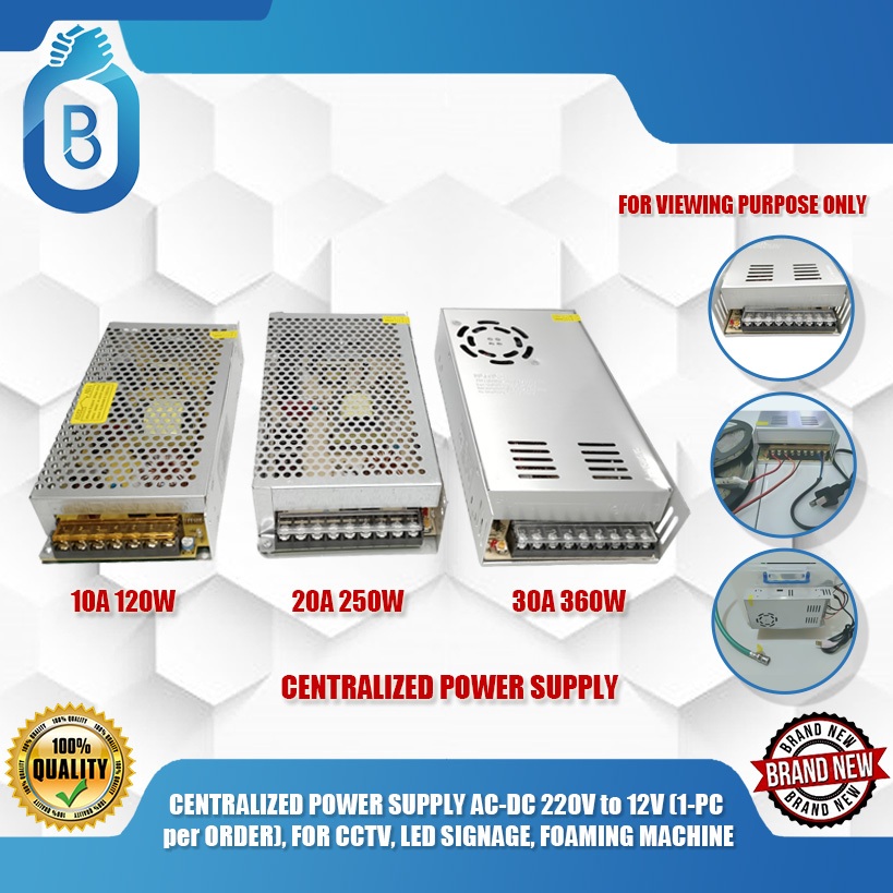 CENTRALIZED POWER SUPPLY AC-DC 220V to 12V (1-PC per ORDER), FOR CCTV ...