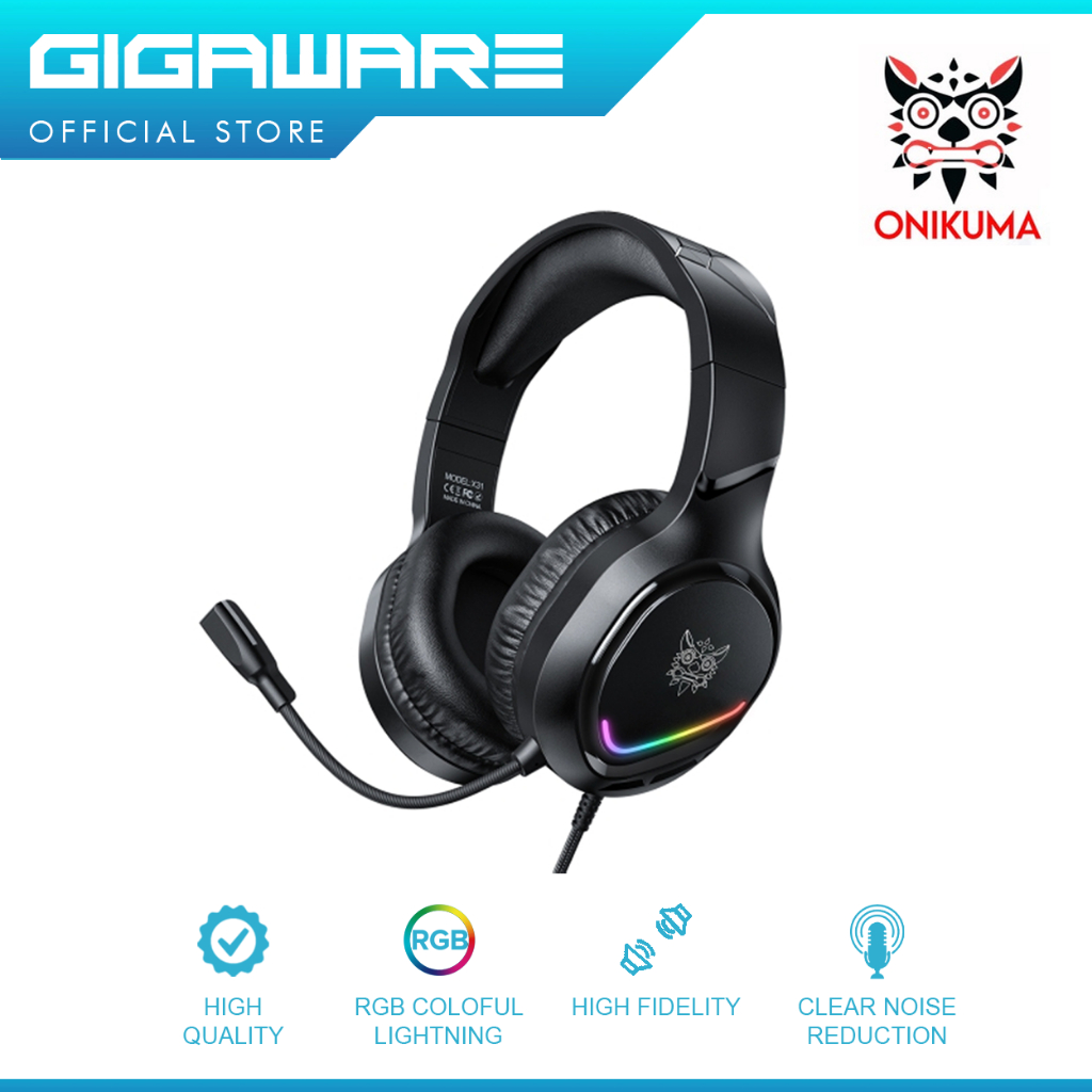 Onikuma X31 Gaming Wired Headset RGB Colorful Lighting Surround Sound ...